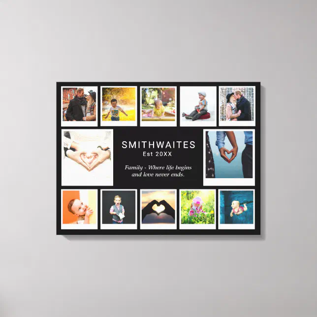 Create Your Own Photo Collage Template Typography Canvas Print | Zazzle