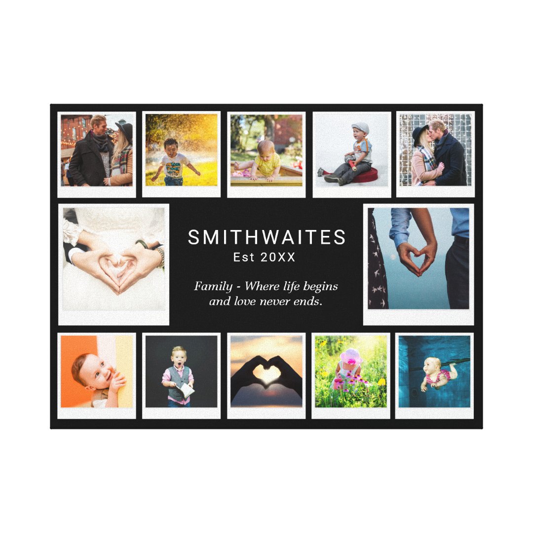 Create Your Own Photo Collage Template Typography Canvas Print | Zazzle