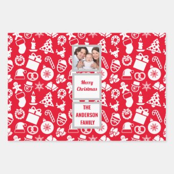 Create Your Own Photo Family Christmas Pattern Wrapping Paper Sheets ...