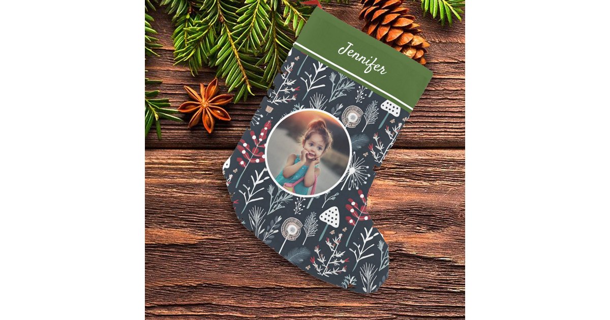 Create your own photo monogrammed small christmas stocking | Zazzle