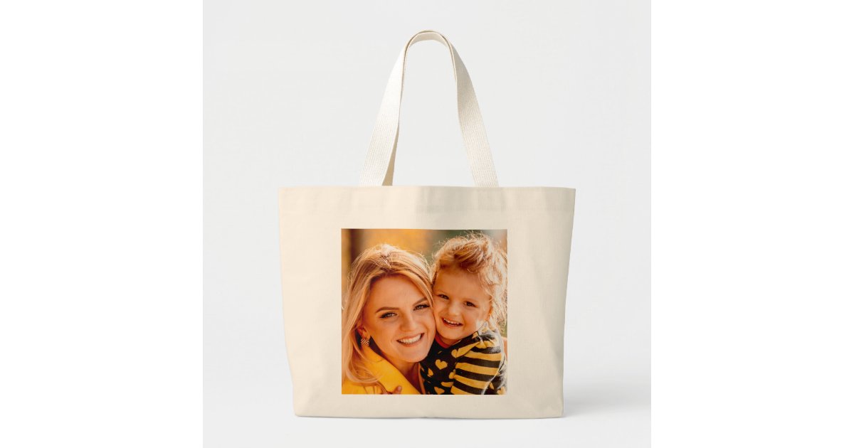 Create Your Own Photo Personalized Custom Large Tote Bag | Zazzle