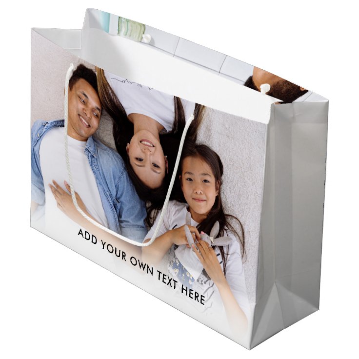 Create Your Own Photo Text Large Gift Bag | Zazzle