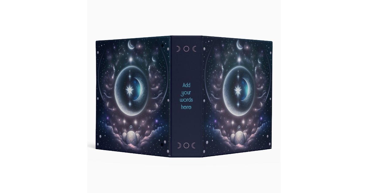 Create Your Own Pink Clouds & Silver Moon Altar 3 Ring Binder | Zazzle