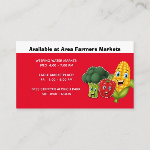 Create Your Own Produce Vegetable Farm Business Card | Zazzle