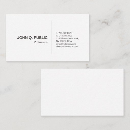 Create Your Own Professional Elegant White Sleek Business Card | Zazzle