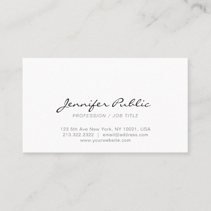 Create Your Own Professional Modern Elegant White Business Card | Zazzle