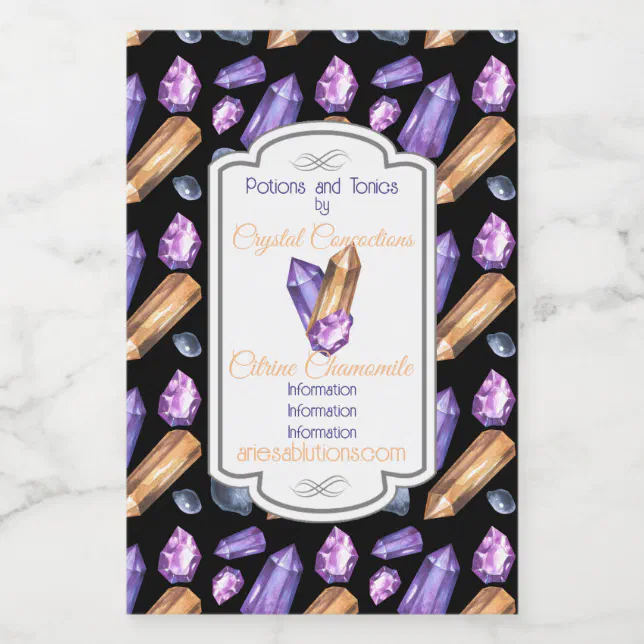 Create Your Own Purple & Gold Crystals Wine Label | Zazzle