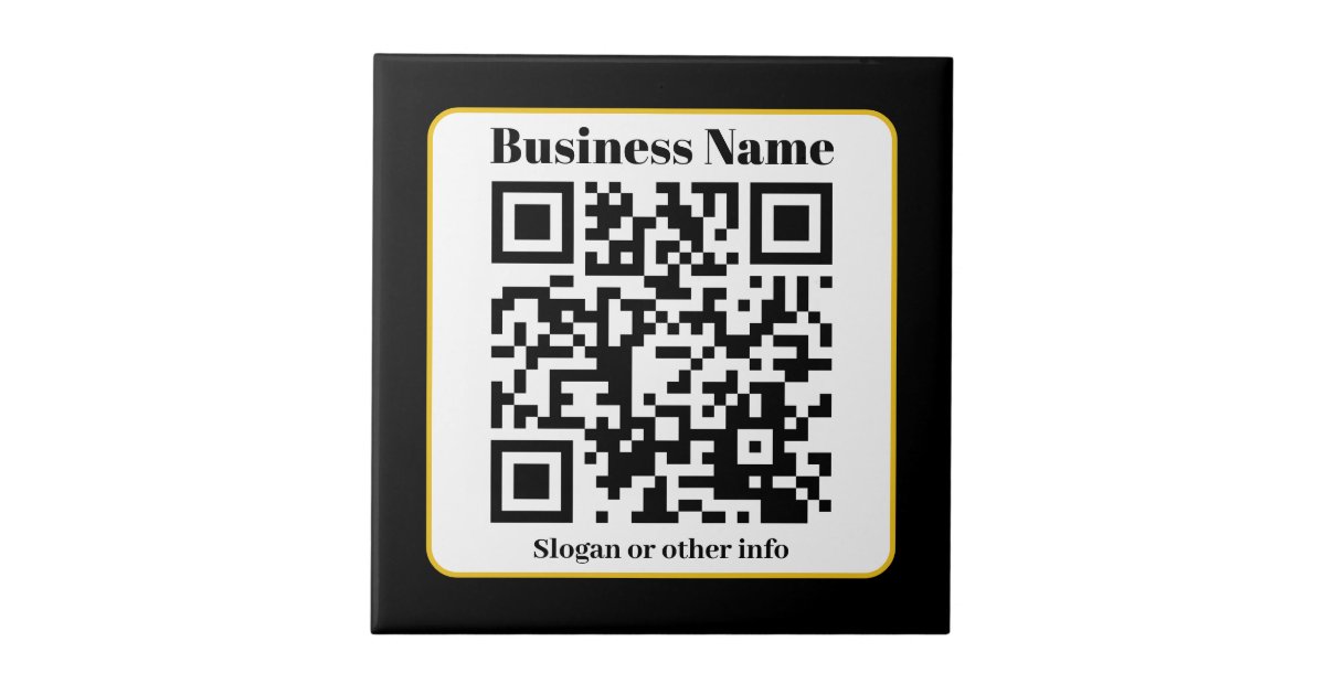 Create Your Own QR Code | Black White Gold Border Ceramic Tile | Zazzle