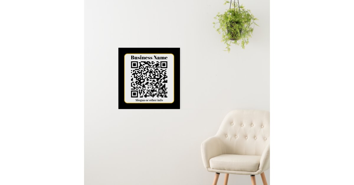 Create Your Own QR Code | Black White Gold Border Foam Board | Zazzle
