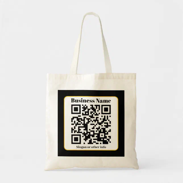 Create Your Own QR Code | Black White Gold Border Tote Bag | Zazzle