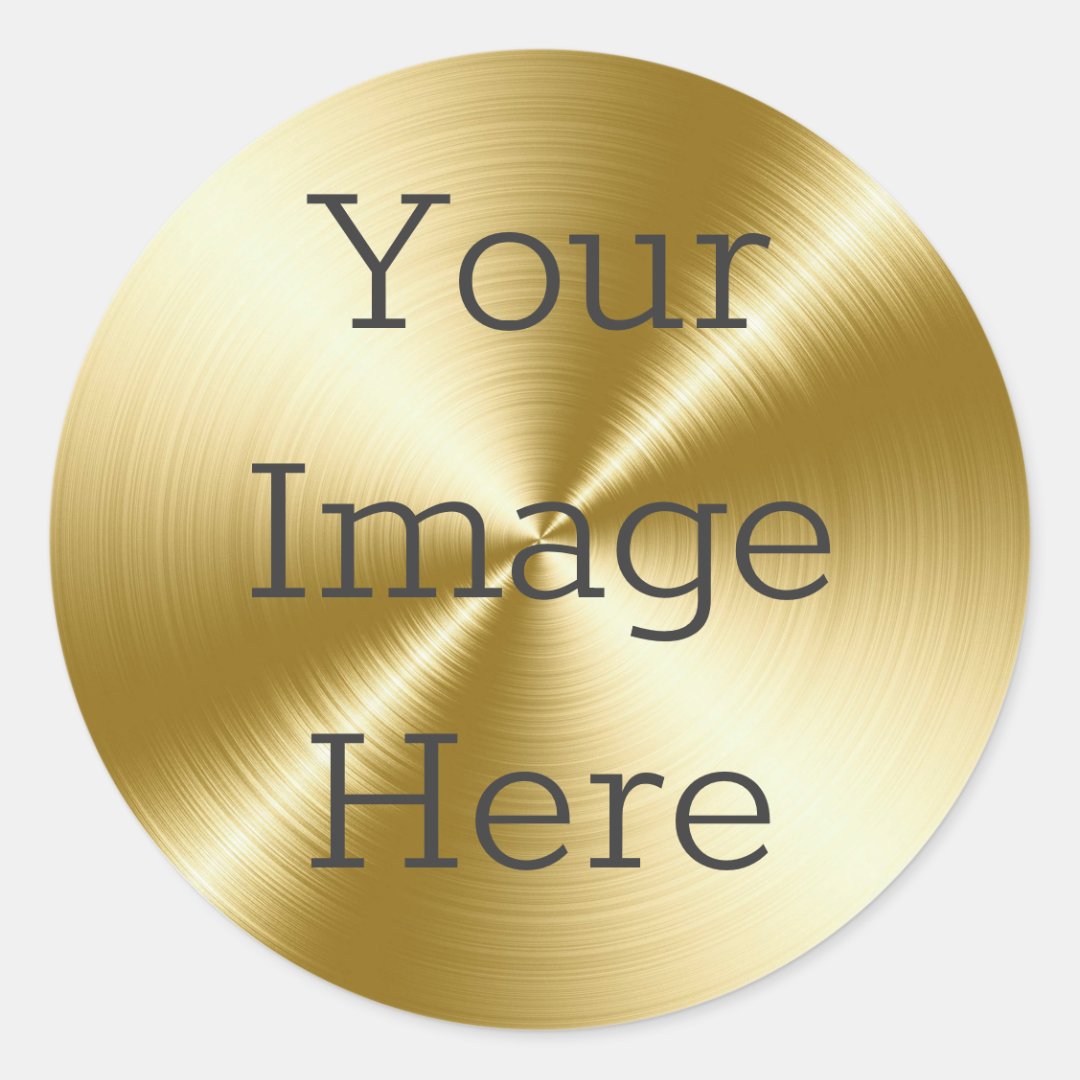 Create Your Own Radial Brushed 14K Gold Metallic Classic Round Sticker ...