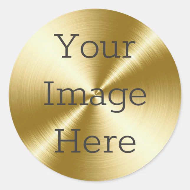 Create Your Own Radial Brushed 14K Gold Metallic Classic Round Sticker ...