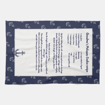Create Your Own Recipe Keepsake Navy Blue Anchor Kitchen Towel | Zazzle