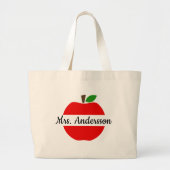 Create Your Own Red Apple Teacher School Name Large Tote Bag | Zazzle