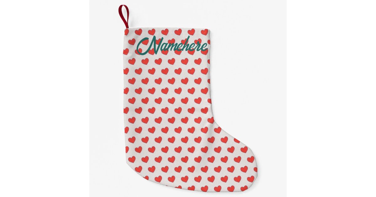 Create Your Own Red Hearts Small Christmas Stocking | Zazzle