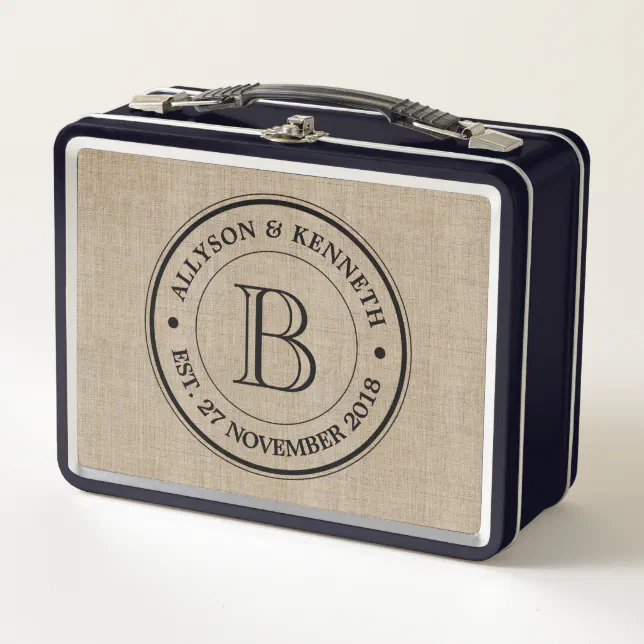 Create Your Own Retro Logo Anniversary Monogram Metal Lunch Box | Zazzle