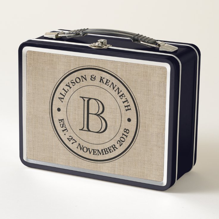 Create Your Own Retro Logo Anniversary Monogram Metal Lunch Box | Zazzle