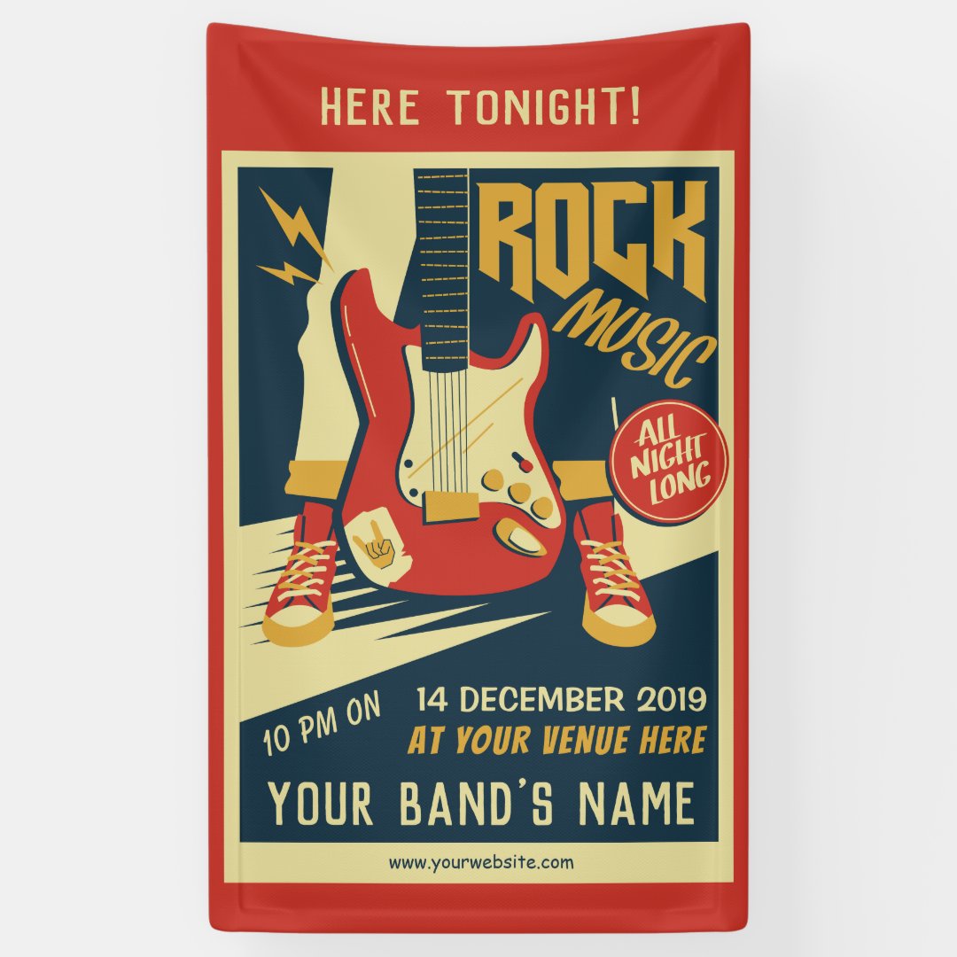 Create your own Retro Rock music banner | Zazzle
