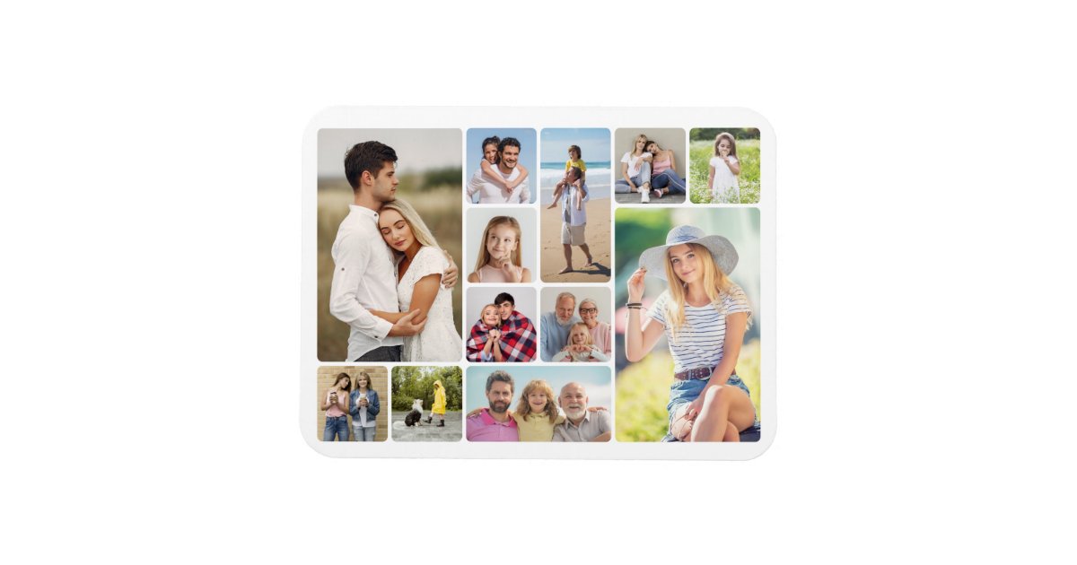 Create Your Own Round Corners 12 Photo Collage Magnet | Zazzle