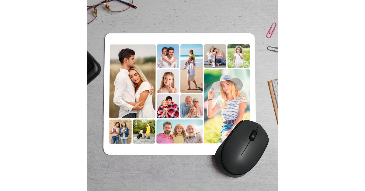 Create Your Own Round Corners 12 Photo Collage Mouse Pad | Zazzle
