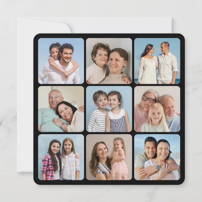 Create Your Own Round Corners 9 Photo Collage Card | Zazzle