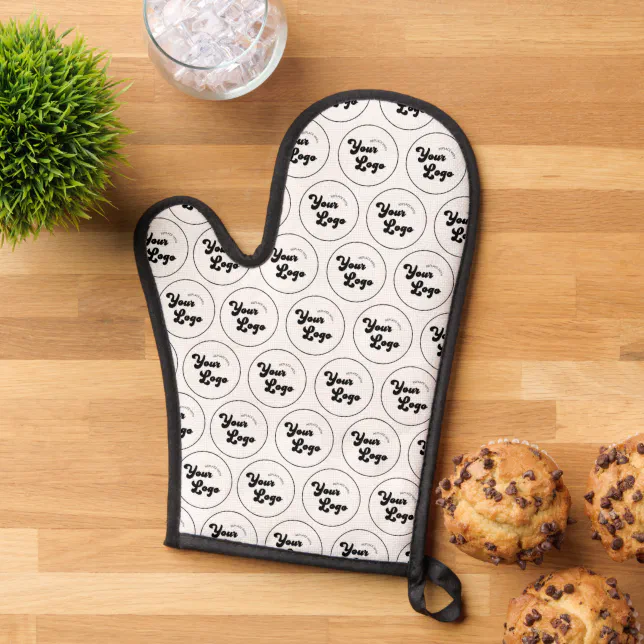 Create Your Own Round Logo Pattern Business Party Oven Mitt | Zazzle