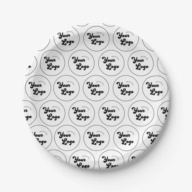Create Your Own Round Logo Pattern Business Party Paper Plates | Zazzle