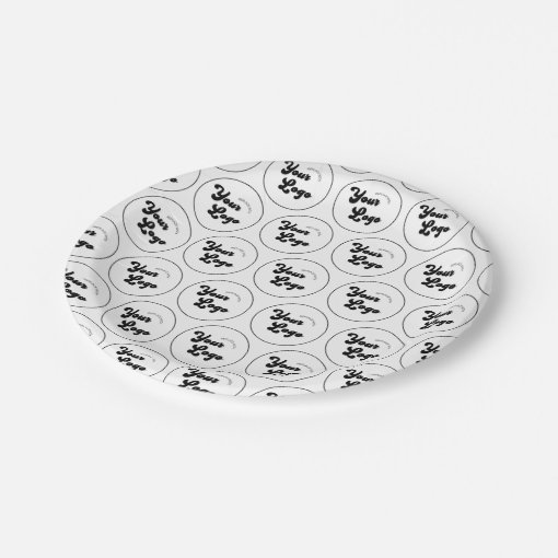 Create Your Own Round Logo Pattern Business Party Paper Plates | Zazzle