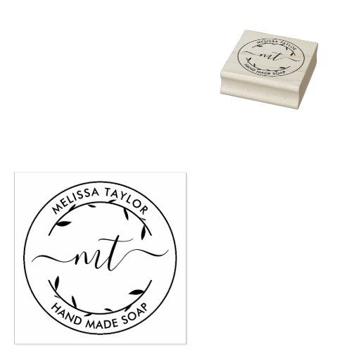 Create Your Own Round monogram initials Rubber Stamp | Zazzle