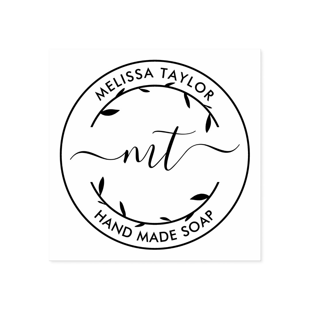 Create Your Own Round monogram initials Rubber Stamp | Zazzle