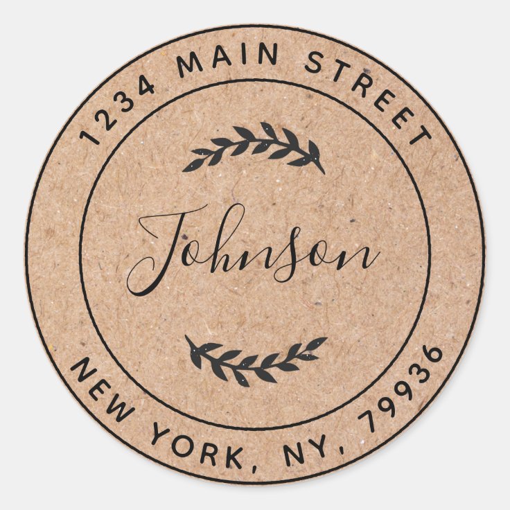 Create Your Own Round Return Address Kraft Classic Round Sticker | Zazzle