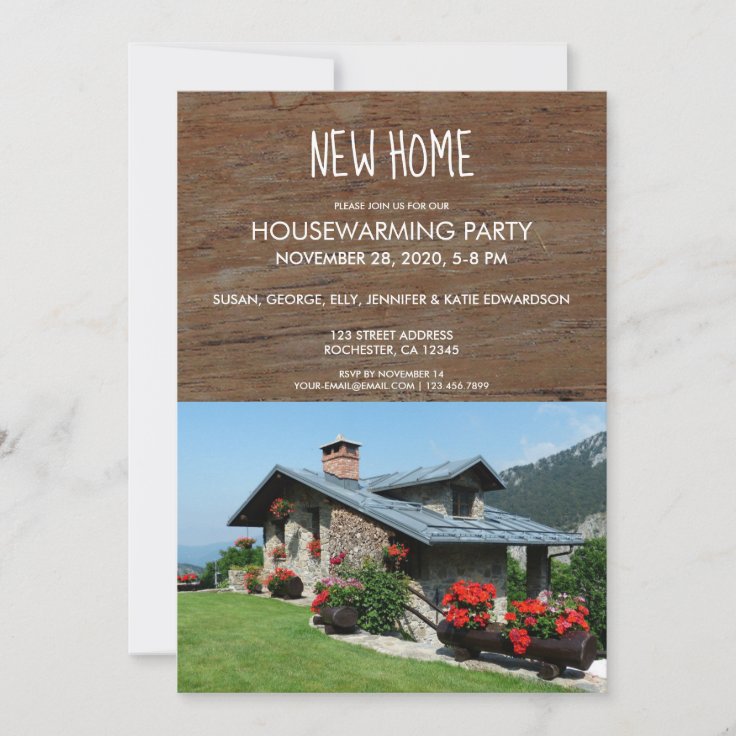 Create your own rustic New Home housewarming photo Invitation | Zazzle