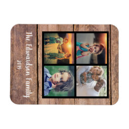 Create your own rustic wood family photo collage magnet | Zazzle