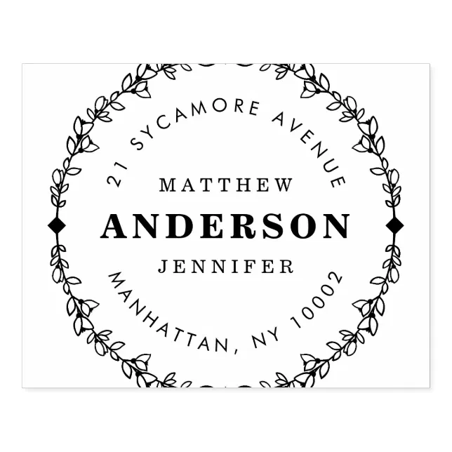 Create Your Own Rustic Wreathed Return Address Rubber Stamp | Zazzle