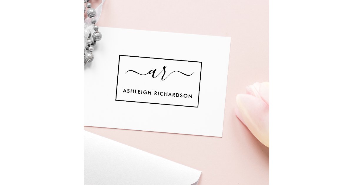 Create Your Own Script Initials & Custom Name Rubber Stamp | Zazzle