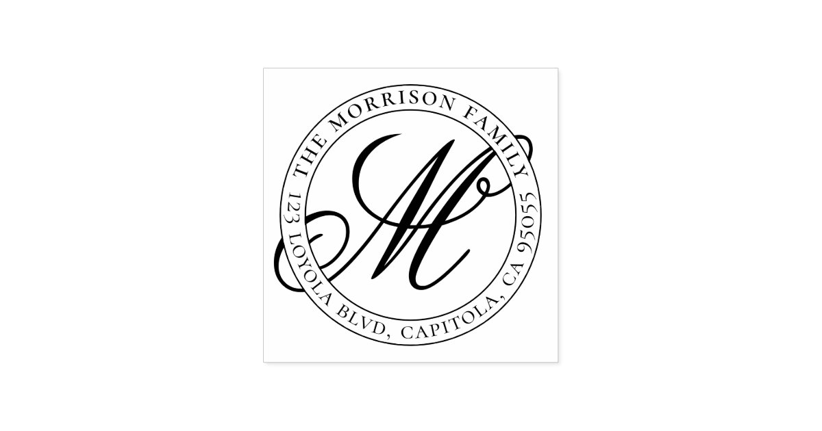 Create Your Own Script Monogram Family Address Rubber Stamp | Zazzle
