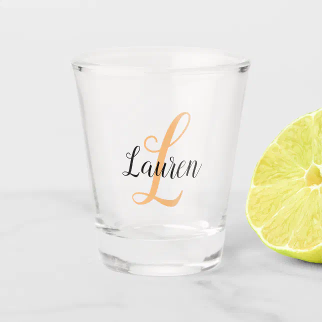 Create Your Own Script Monogrammed Initial & Name Shot Glass | Zazzle