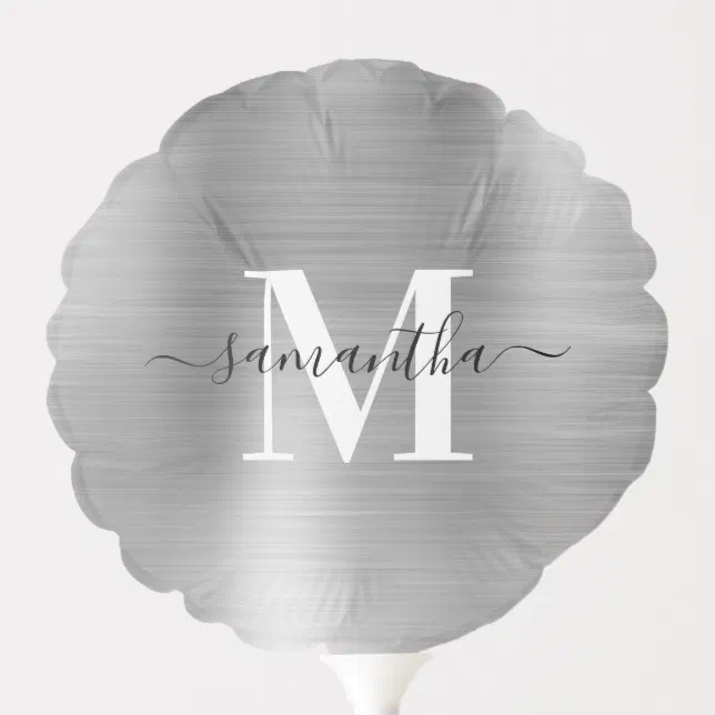 Create Your Own Signature Monogram Photo Silver Balloon | Zazzle