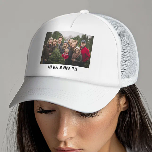 Create Your Own Single Photo Gallery white border Trucker Hat | Zazzle