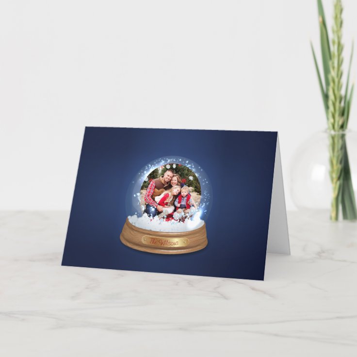 Create Your Own Snow Globe Photo Holiday Card | Zazzle