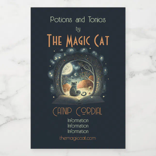 Create Your Own Starry Mystical Black Cat Wine Label | Zazzle