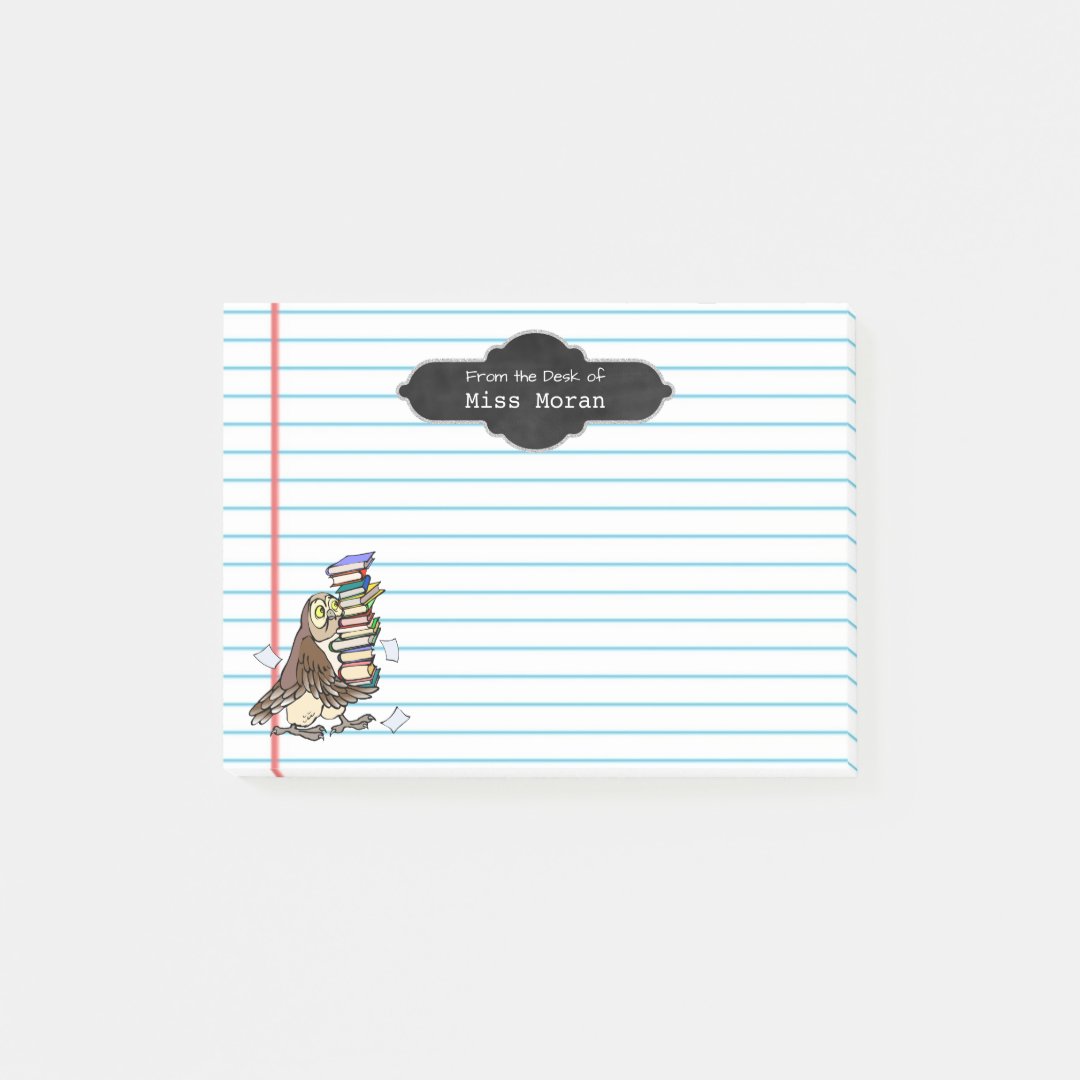 Create Your Own Teachers Name | Personalized Owl Post-it Notes | Zazzle
