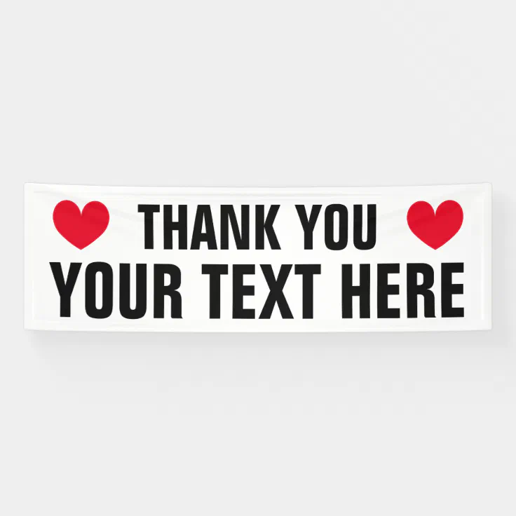 Create your own Thank You banner sign with hearts | Zazzle