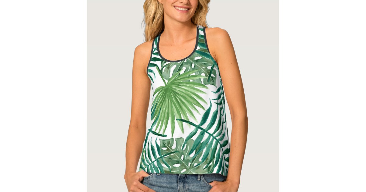 Create your own tropical palm tree leaves tank top | Zazzle