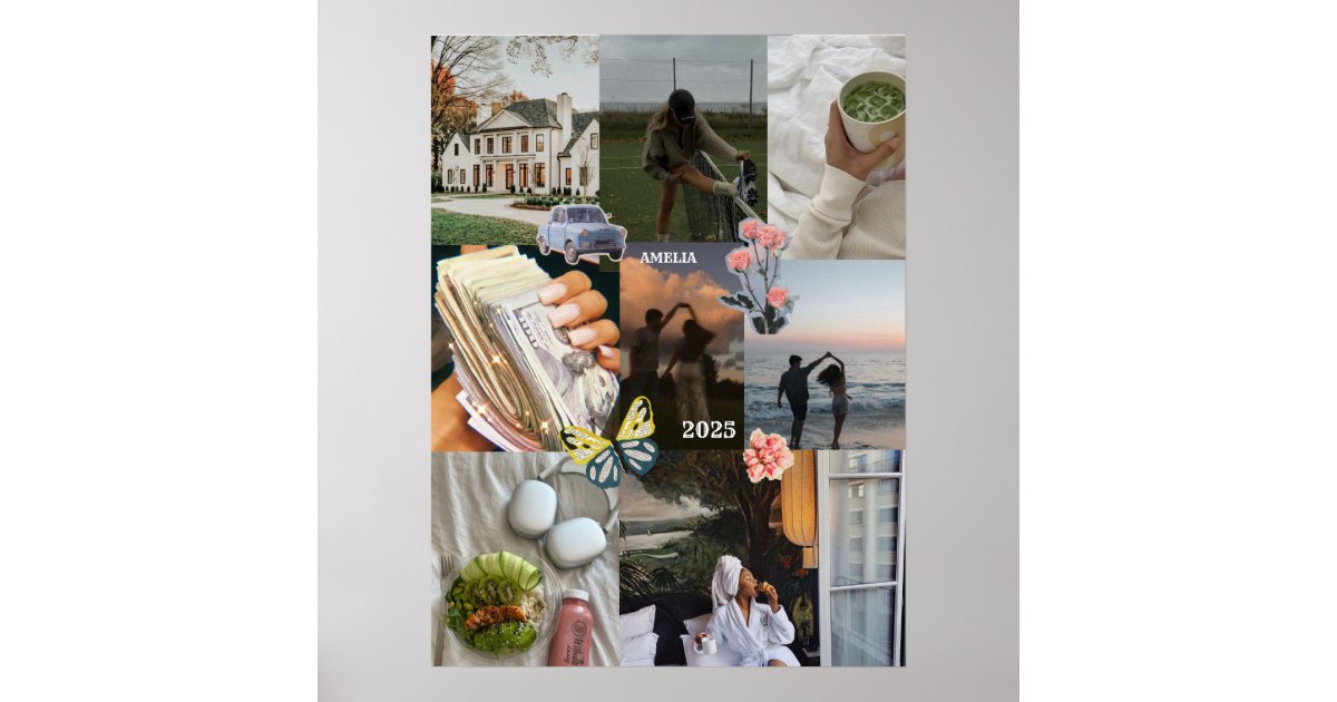 Create Your Own Vision Board 2025 Photo Collage Poster | Zazzle