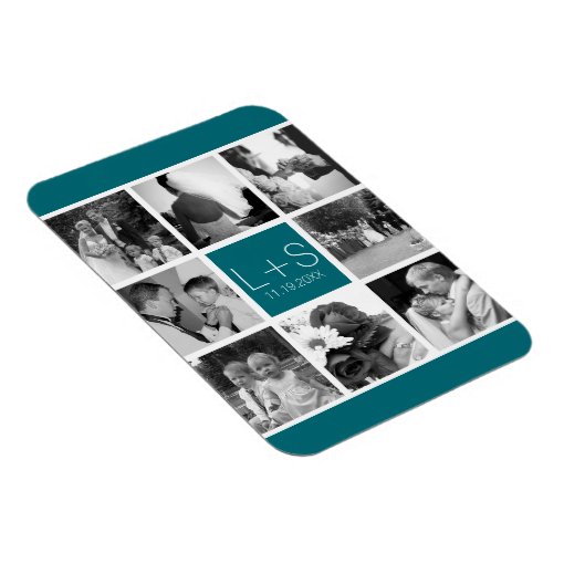 Create Your Own Wedding Photo Collage Monogram Magnet | Zazzle