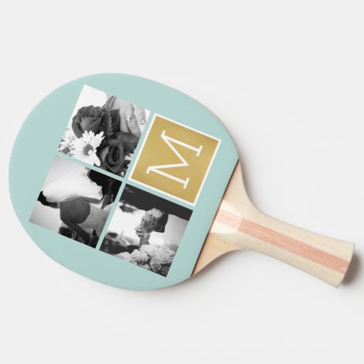 Create Your Own Wedding Photo Collage Monogram Ping-Pong Paddle | Zazzle