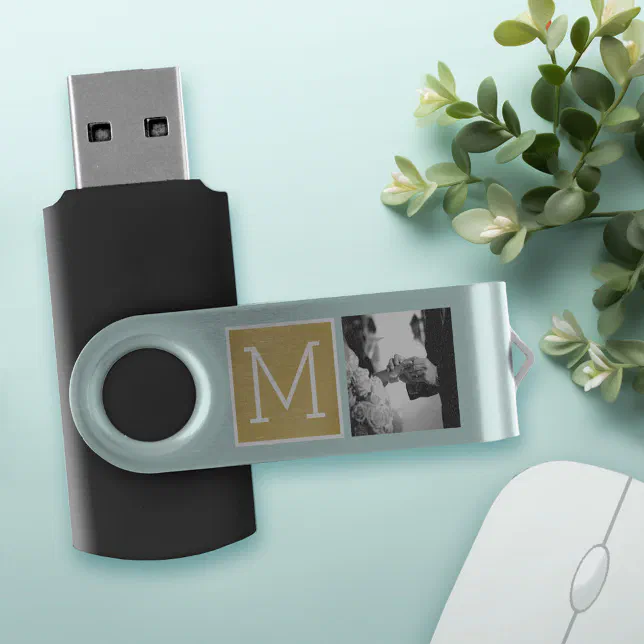 Create Your Own Wedding Photo Collage Monogram USB Flash Drive | Zazzle