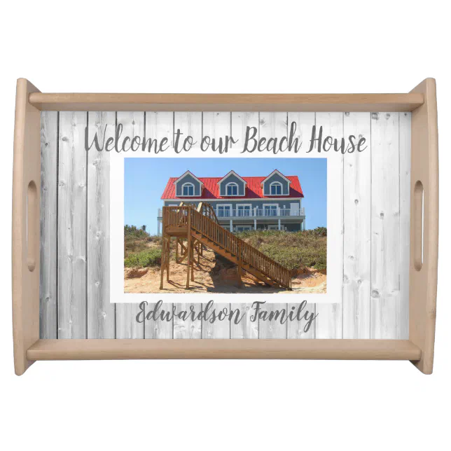 Create your own Welcome family summer beach house Serving Tray | Zazzle