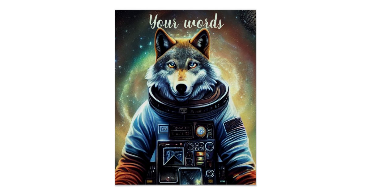 Create Your Own Wolf in Space Astronaut Poster | Zazzle